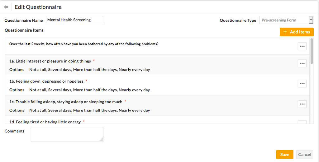 ChARM EHR - Create Patient Pre-Screening Form